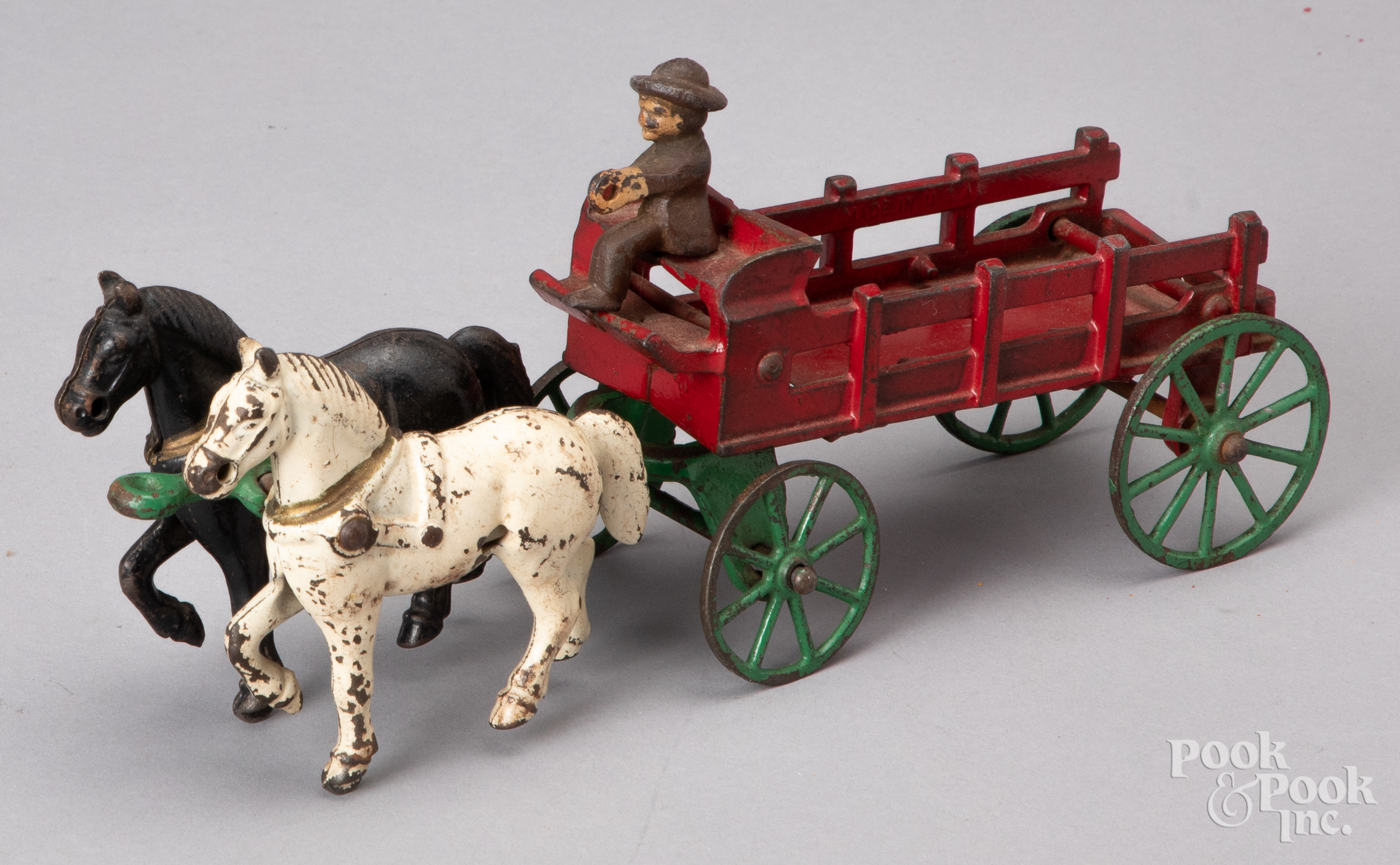 Kenton cast iron horse drawn stake wagon | Barnebys
